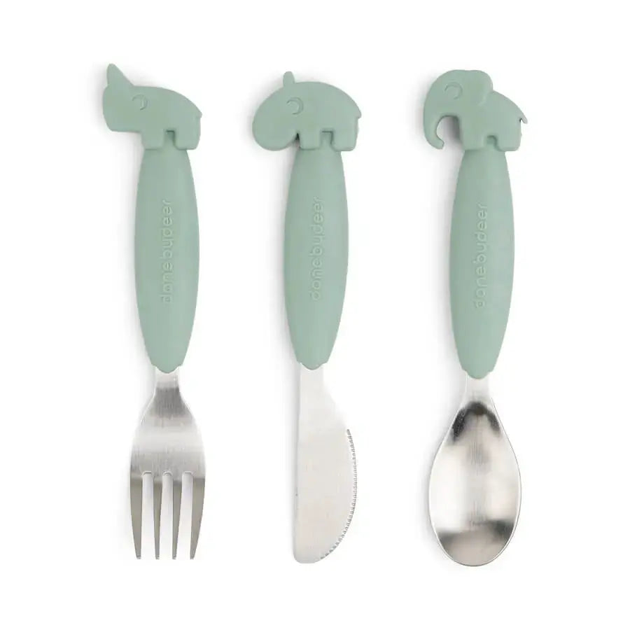 Done By Deer Easy-Grip Cutlery Set - Green – Lu&Co. Boutique